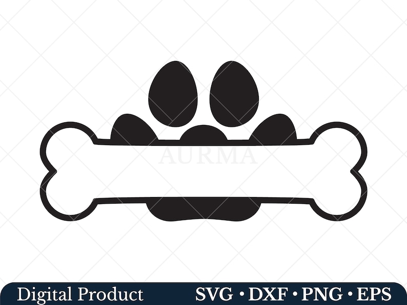 Paw Print Svg, Dog Bone Svg, Pet Plate Svg, Split Monogram Svg, Pet ...