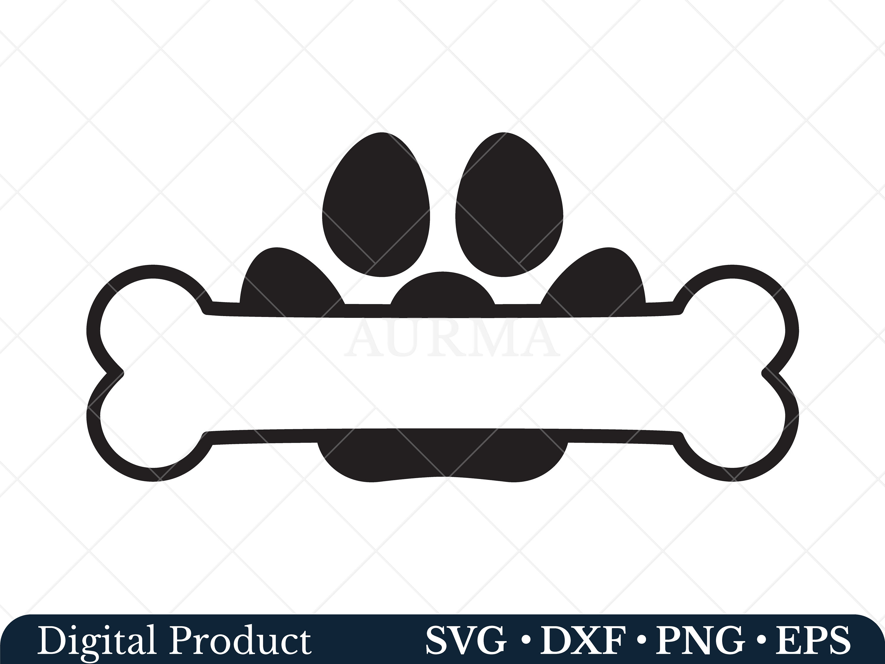 Paw Print Svg, Dog Bone Svg, Pet Plate Svg, Split Monogram Svg, Pet ...