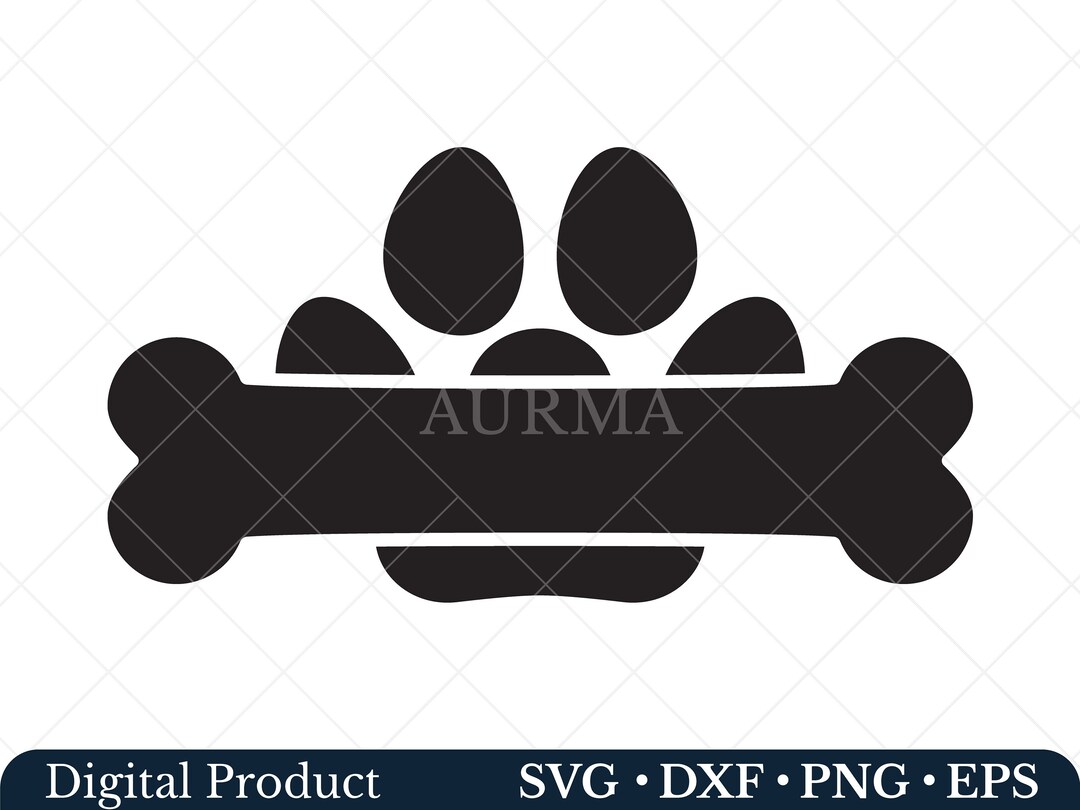 Paw Print Svg, Dog Bone Svg, Pet Plate Svg, Split Monogram Svg, Pet ...