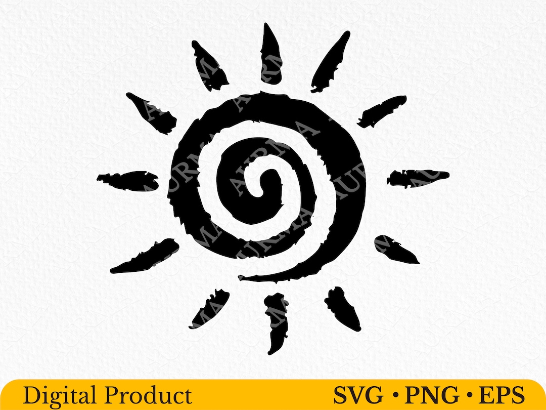 Hand Drawn Sun SVG. Cute Sun SVG. Silhouette Cut File. Spiral Sun ...