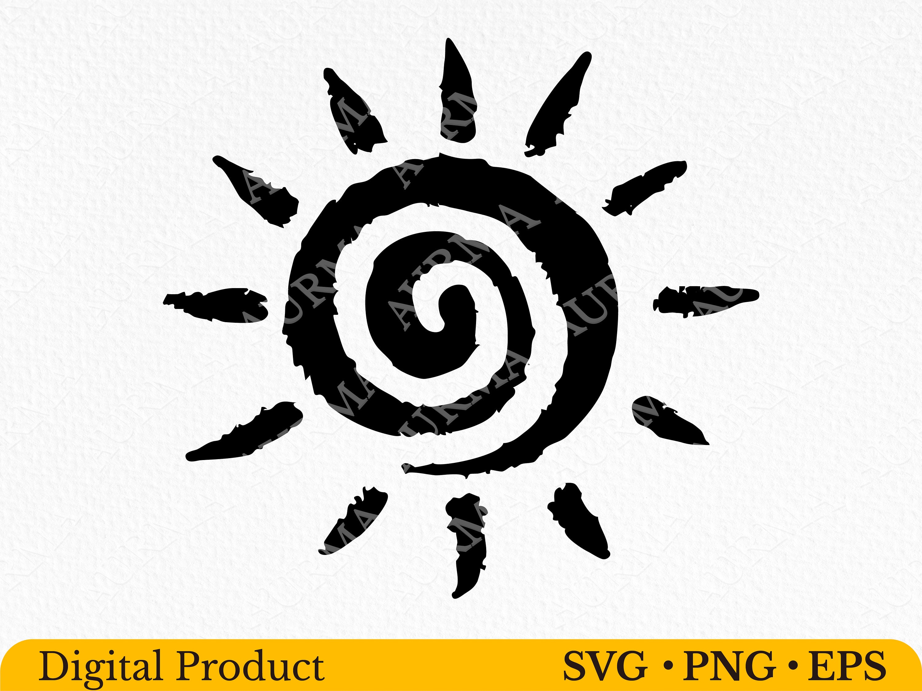 Hand Drawn Sun SVG. Cute Sun SVG. Silhouette Cut File. Spiral Sun ...