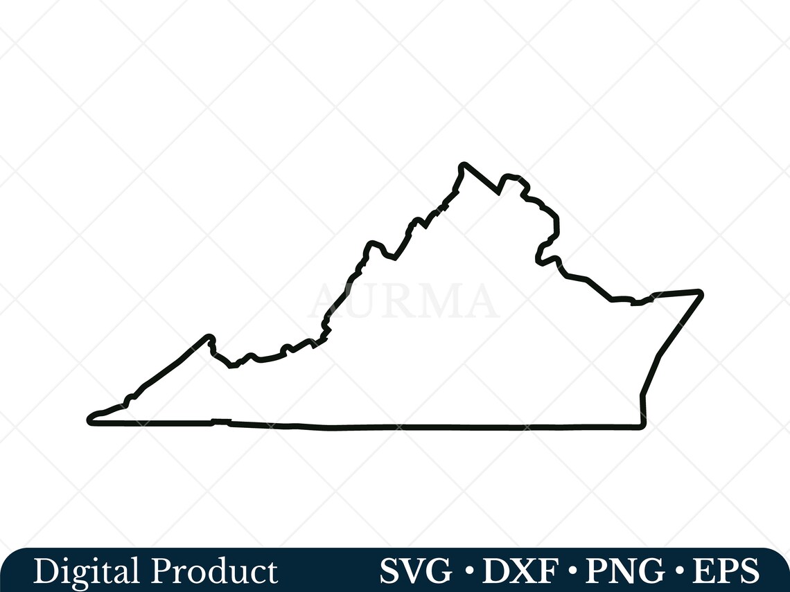 Virginia State Svg, Virginia Png, Outline Virginia Map, Patriotic Svg ...