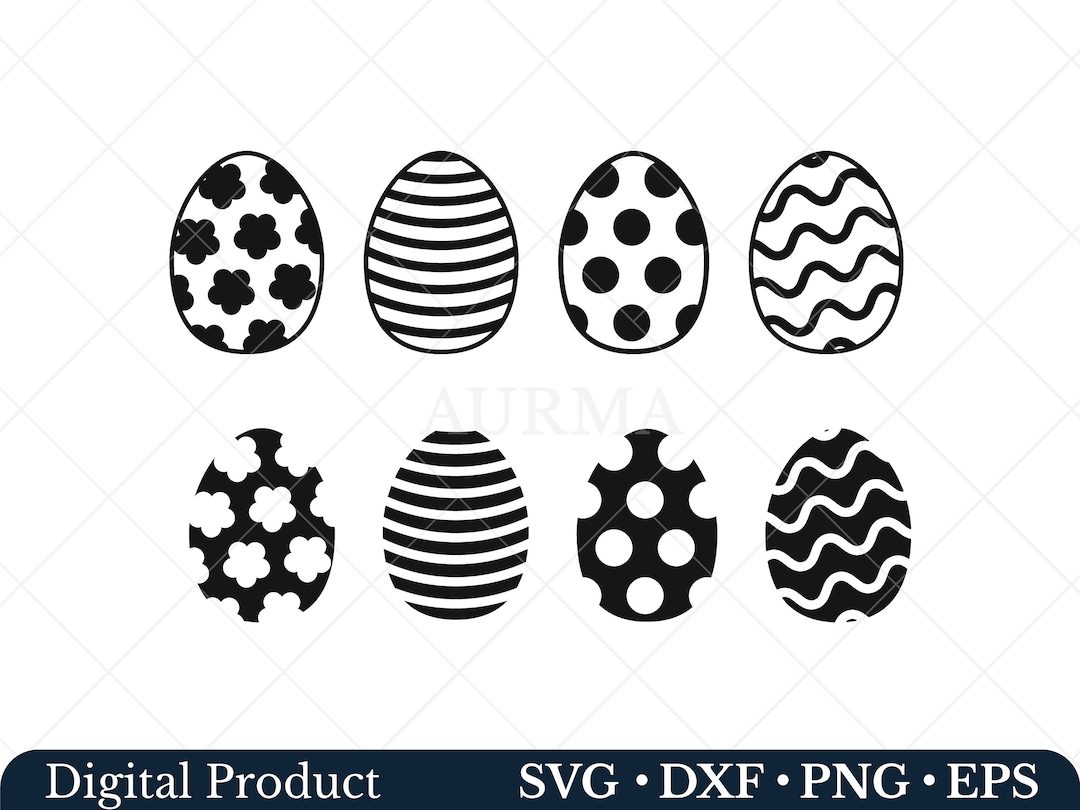 Easter Egg SVG Bundle, Easter Egg PNG, Eggs With Patterns, Cut File ...