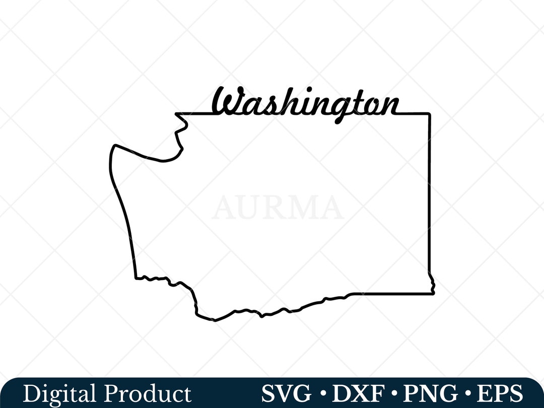 Washington State Svg, Washington Png, Outline Washington Map, Retro ...