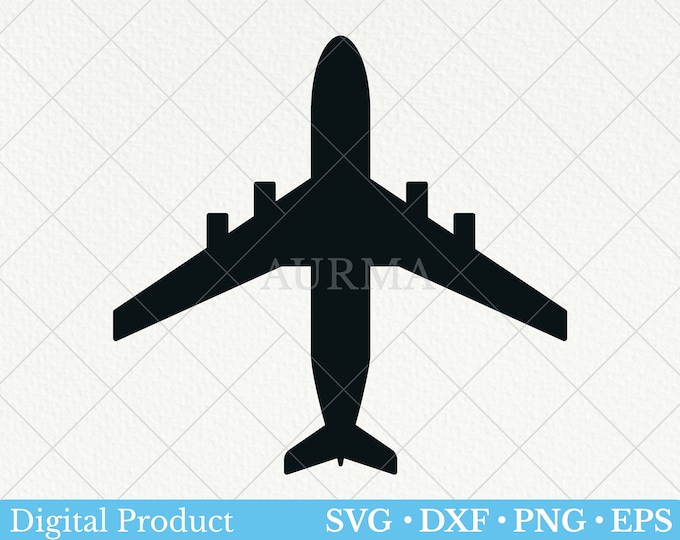 Flying Airplane SVG Cut File, Airplane Front View Clipart, Passenger Plane Silhouette, Air ...