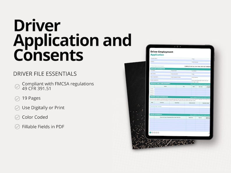 Truck Driver Application | Driver Qualification File | Trucking Company ...