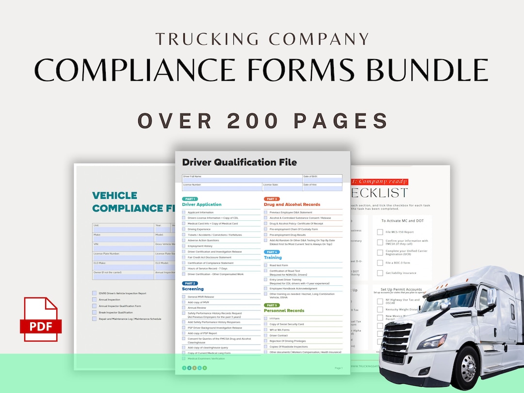 Trucking Company Compliance Forms Bundle | FMCSA (PDF) - Etsy