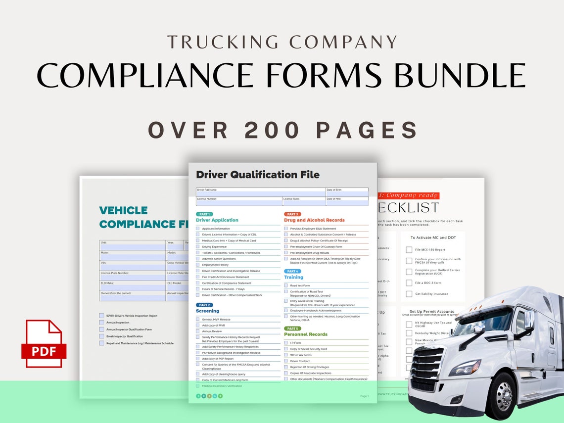 Trucking Company Compliance Forms Bundle | FMCSA (PDF) - Etsy