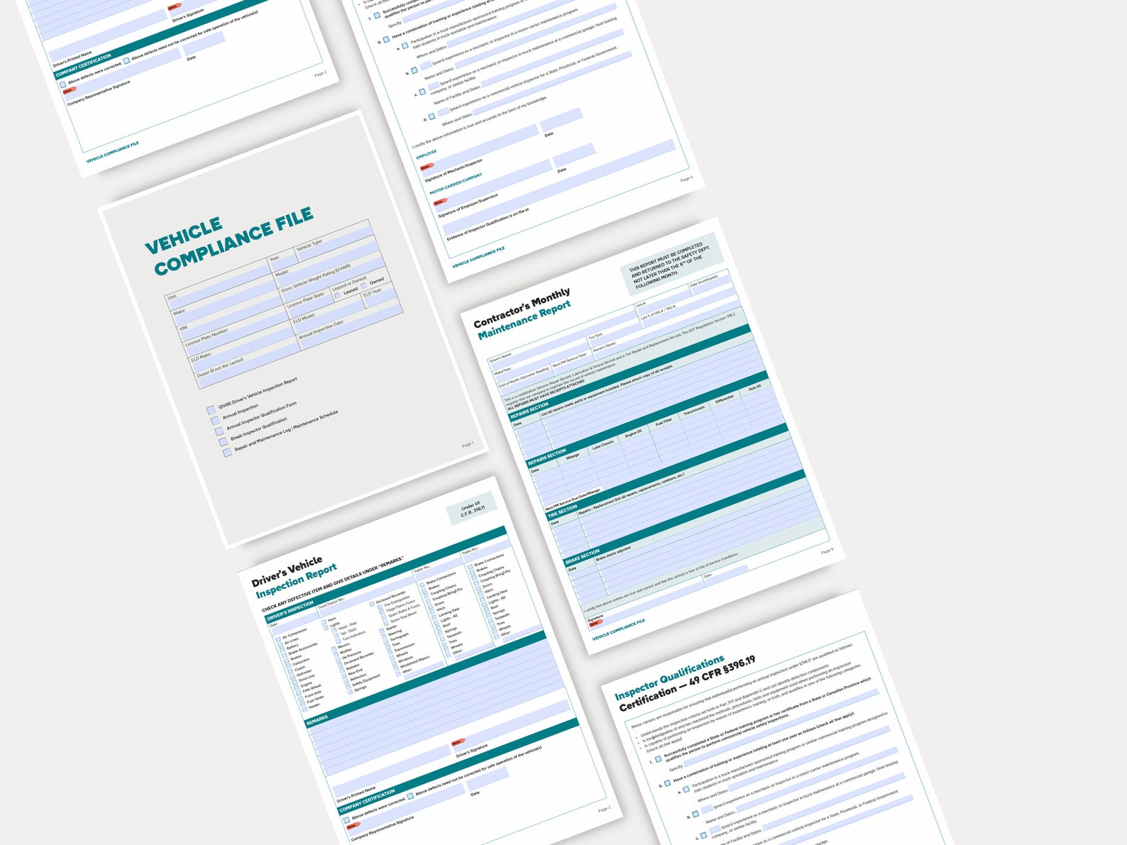 Truck Maintenance File Vehicle Maintenance Forms Trucking Company Forms ...