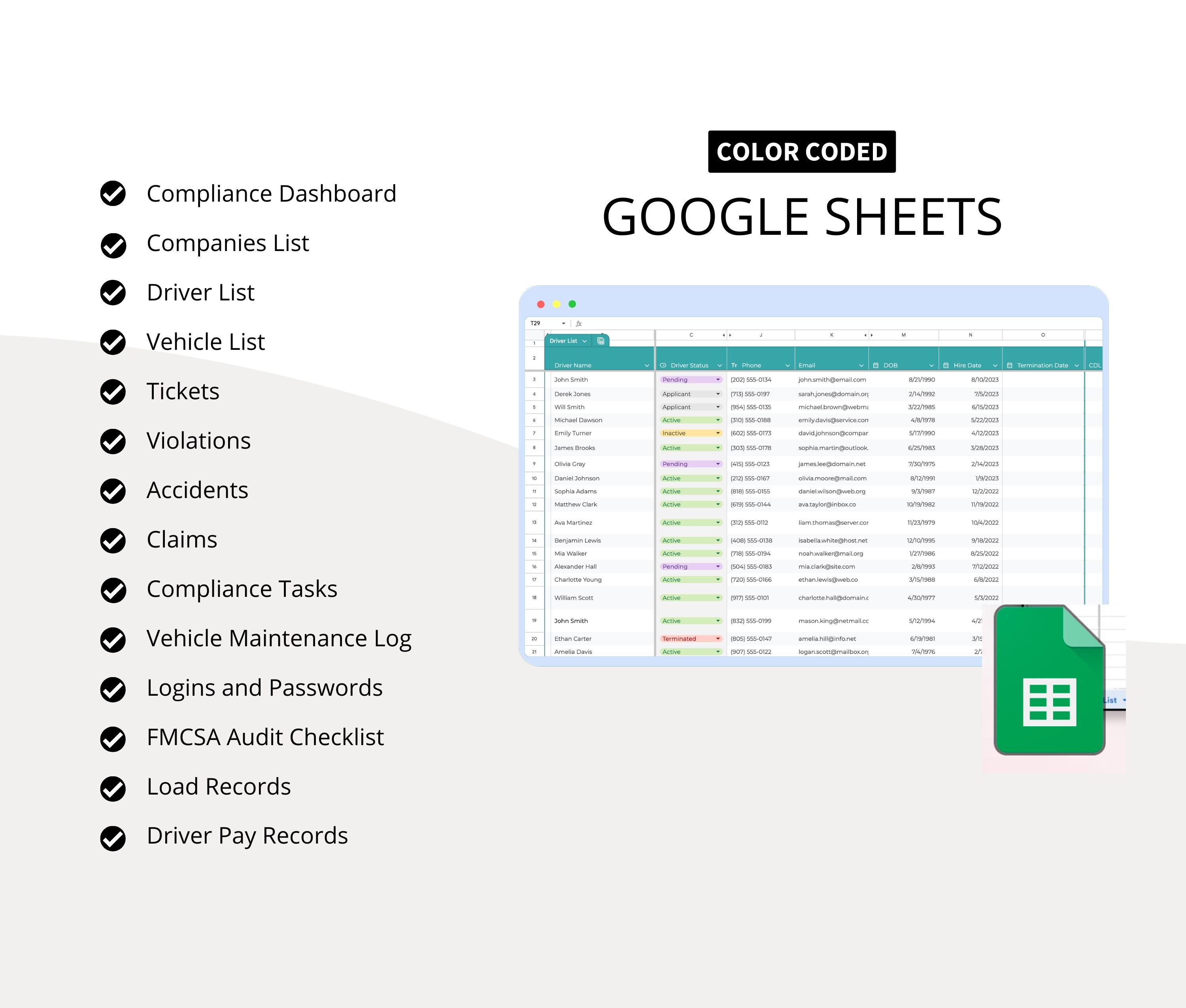 DOT Compliance Toolkit | Compliance Spreadsheet | Trucking Business ...