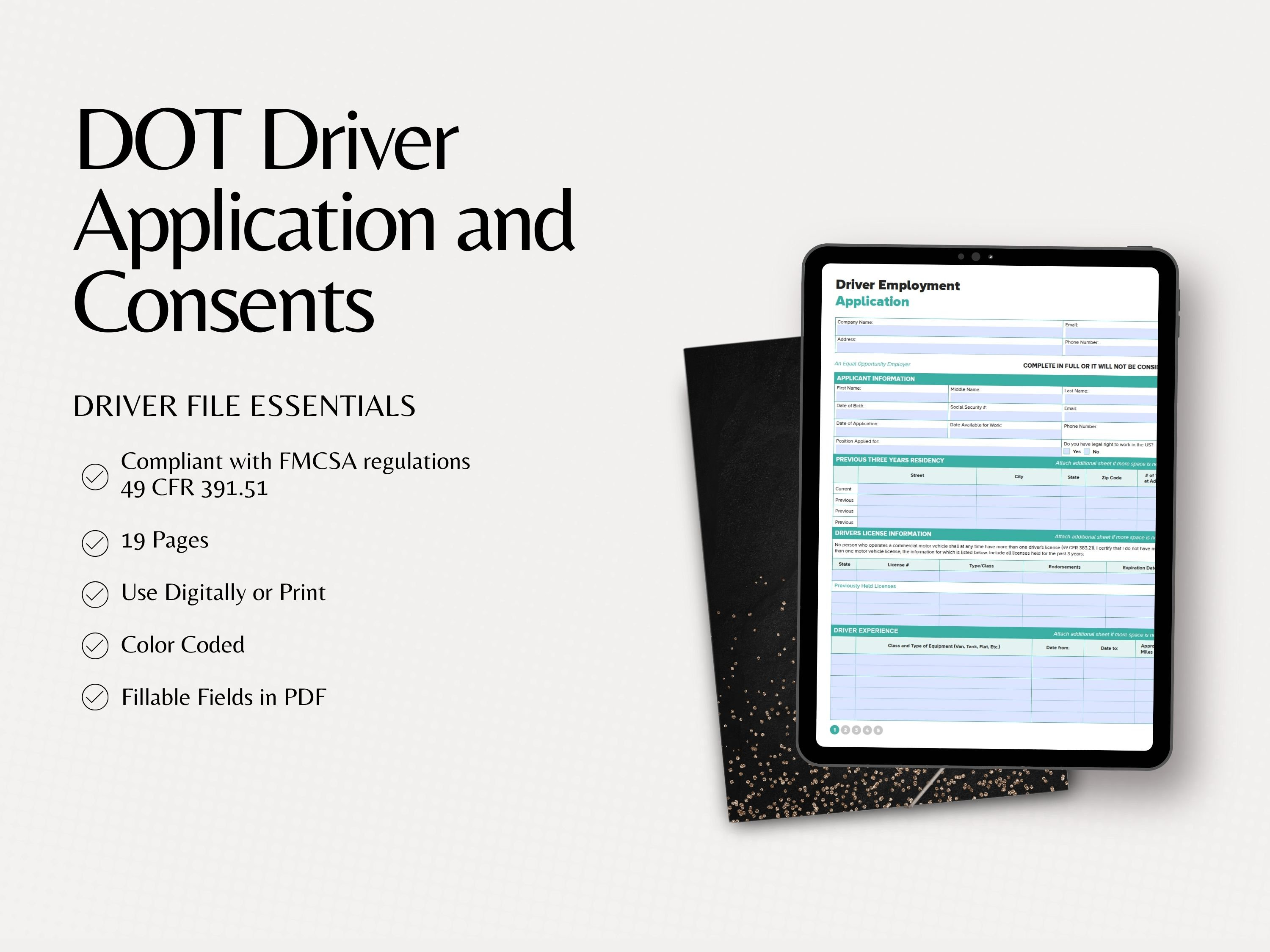 Truck Driver Application Driver Qualification File Trucking Company ...
