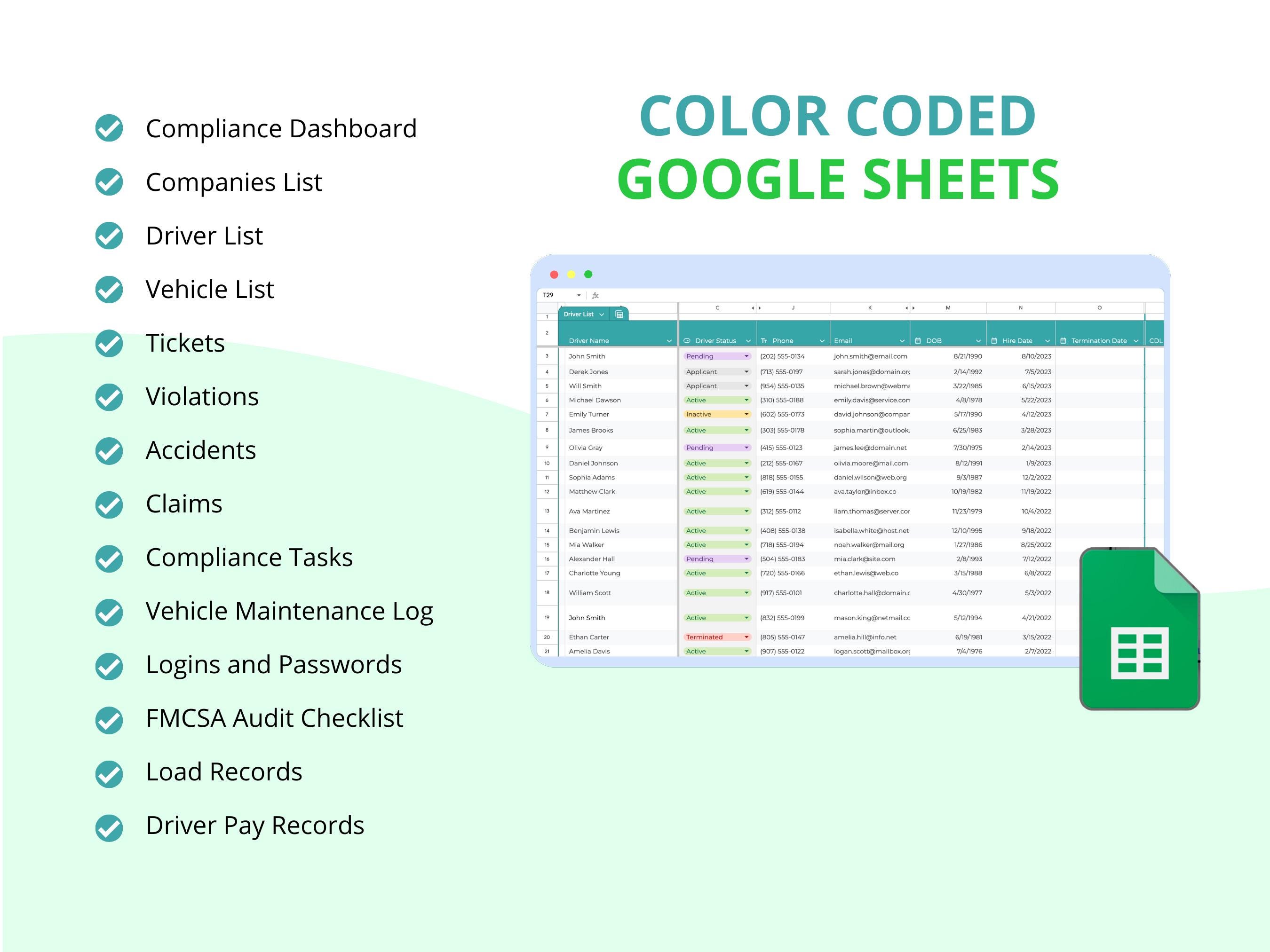 DOT Compliance Spreadsheet for Trucking Companies | Simplify Your ...
