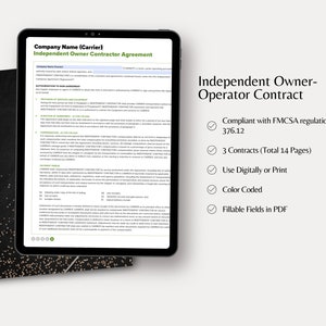 Independent Owner Operator Agreement for Trucking Companies | Lease ...