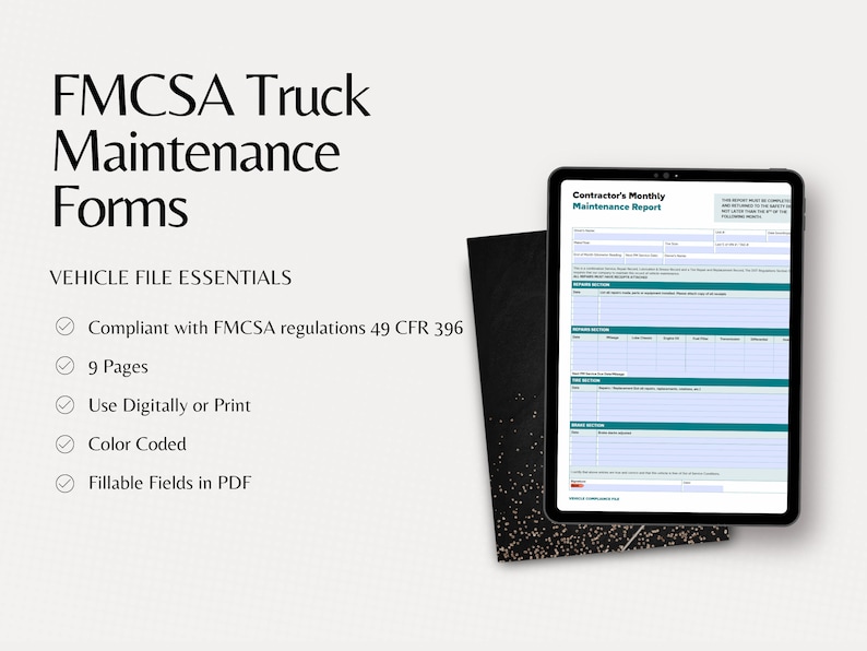 Truck Maintenance File Vehicle Maintenance Forms Trucking Company Forms ...