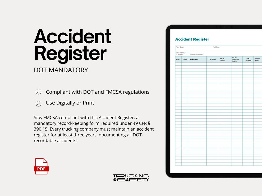 Fmcsa-required Accident Register - Etsy