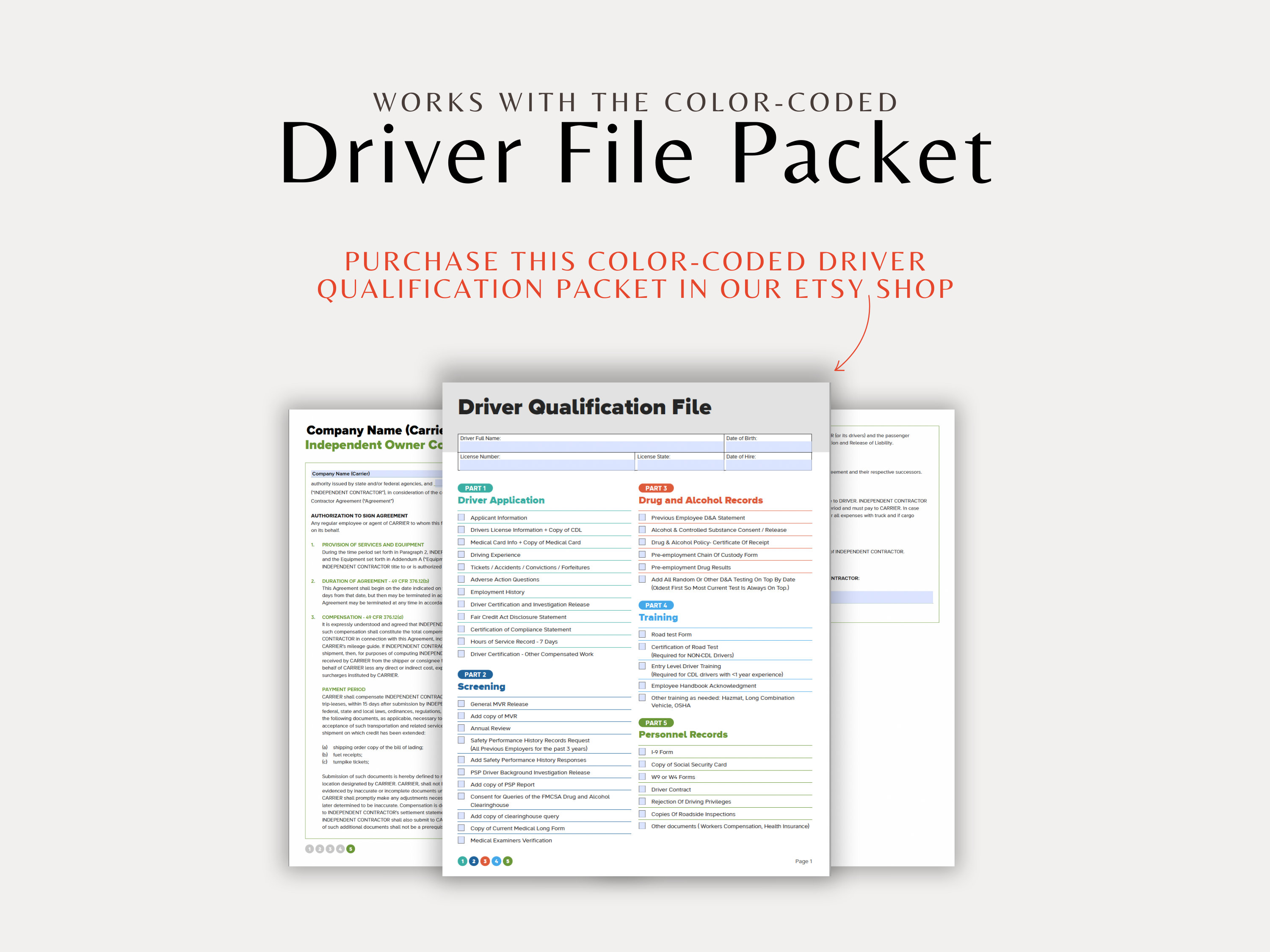 Passenger Authorization and Release Form Kit for a Trucking Company ...