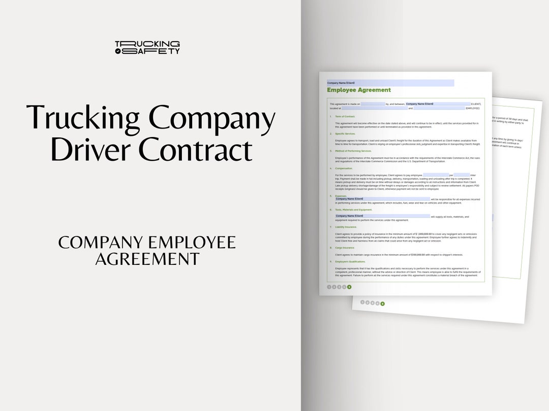 Truck Driver Contract Trucking Company Employee Agreement Trucking ...