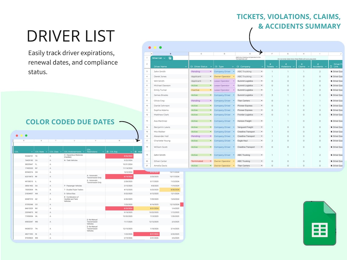 DOT Compliance Spreadsheet for Trucking Companies | Simplify Your ...