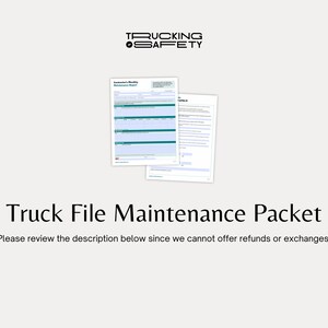 Truck Maintenance File Vehicle Maintenance Forms Trucking Company Forms ...