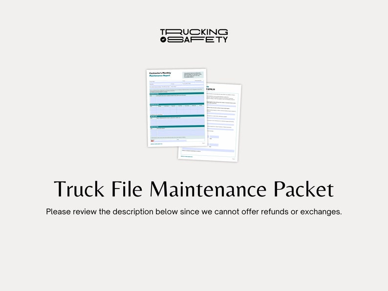 Truck Maintenance File Vehicle Maintenance Forms Trucking Company Forms ...