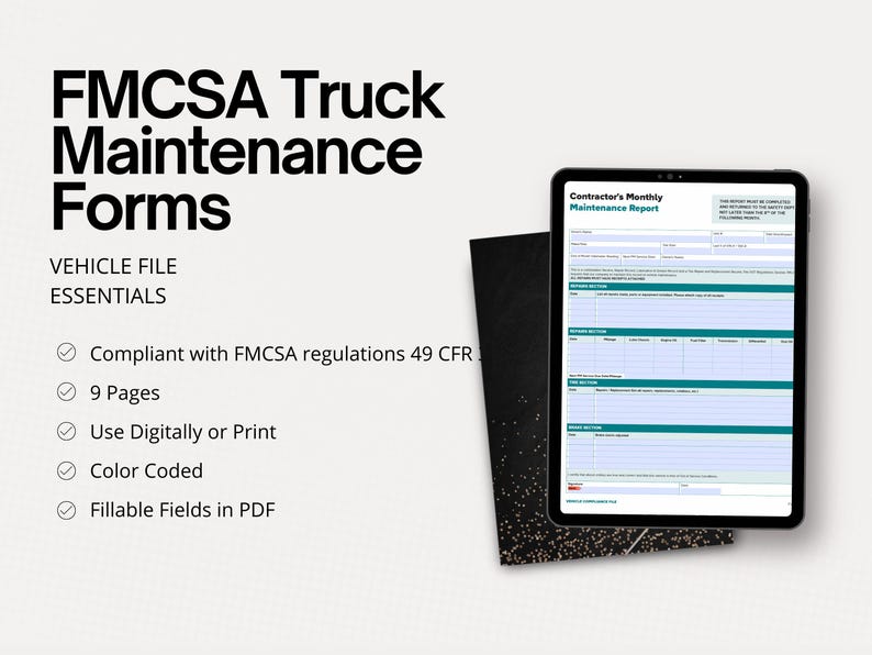 FMCSA Vehicle Maintenance Packet | Trucking Forms (digital Download) - Etsy