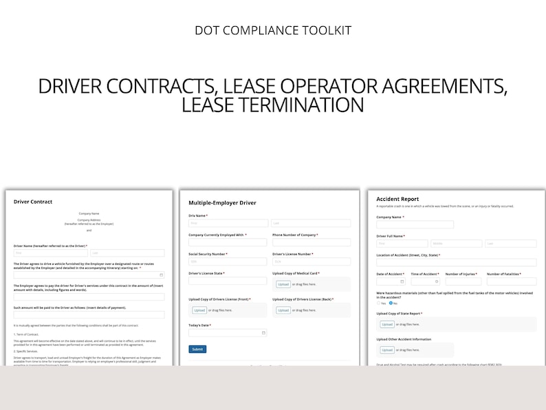 DOT Compliance Toolkit | Compliance Spreadsheet | Trucking Business ...
