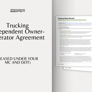 Independent Owner Operator Agreement for Trucking Companies Lease ...