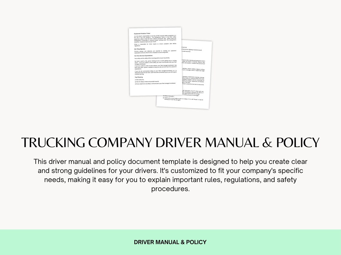 Driver Manual and Policy | Trucking Company Policy - Etsy