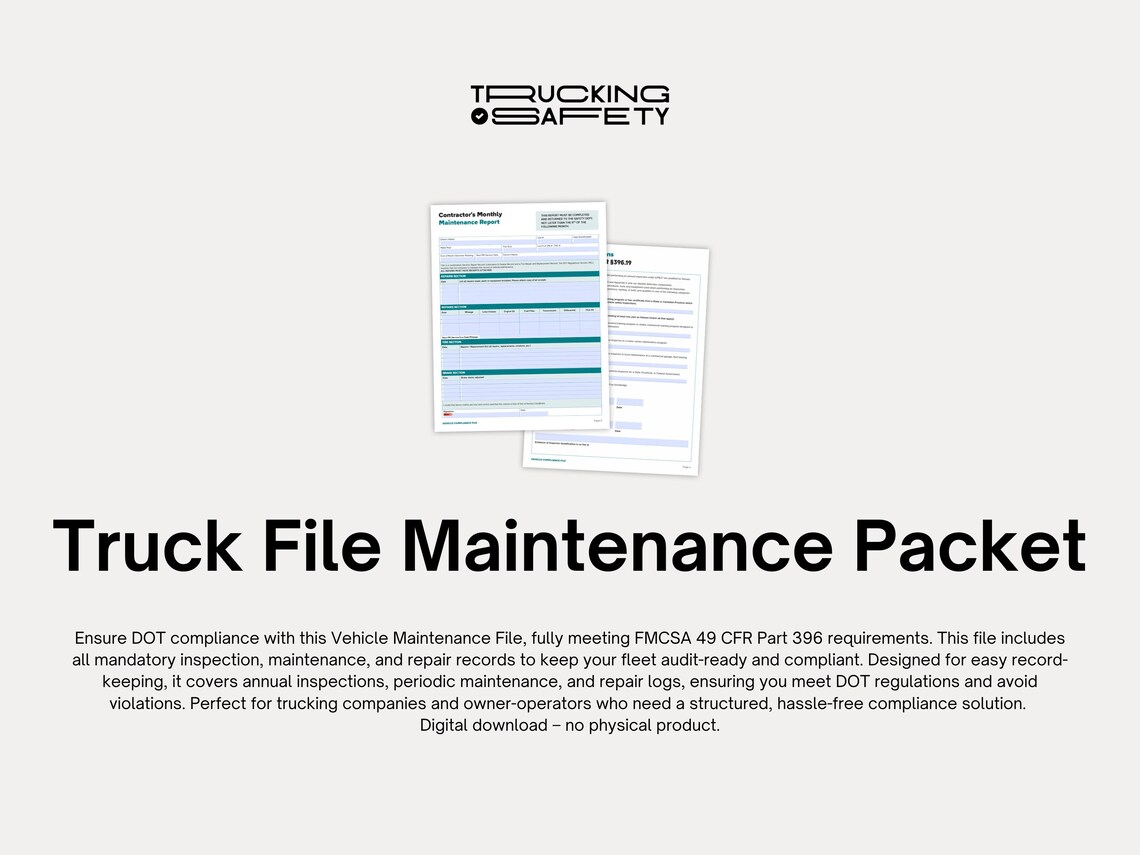 FMCSA Vehicle Maintenance Packet | Trucking Forms (digital Download) - Etsy
