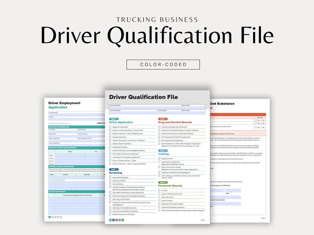 Truck Driver Application Driver Qualification File Trucking Company ...
