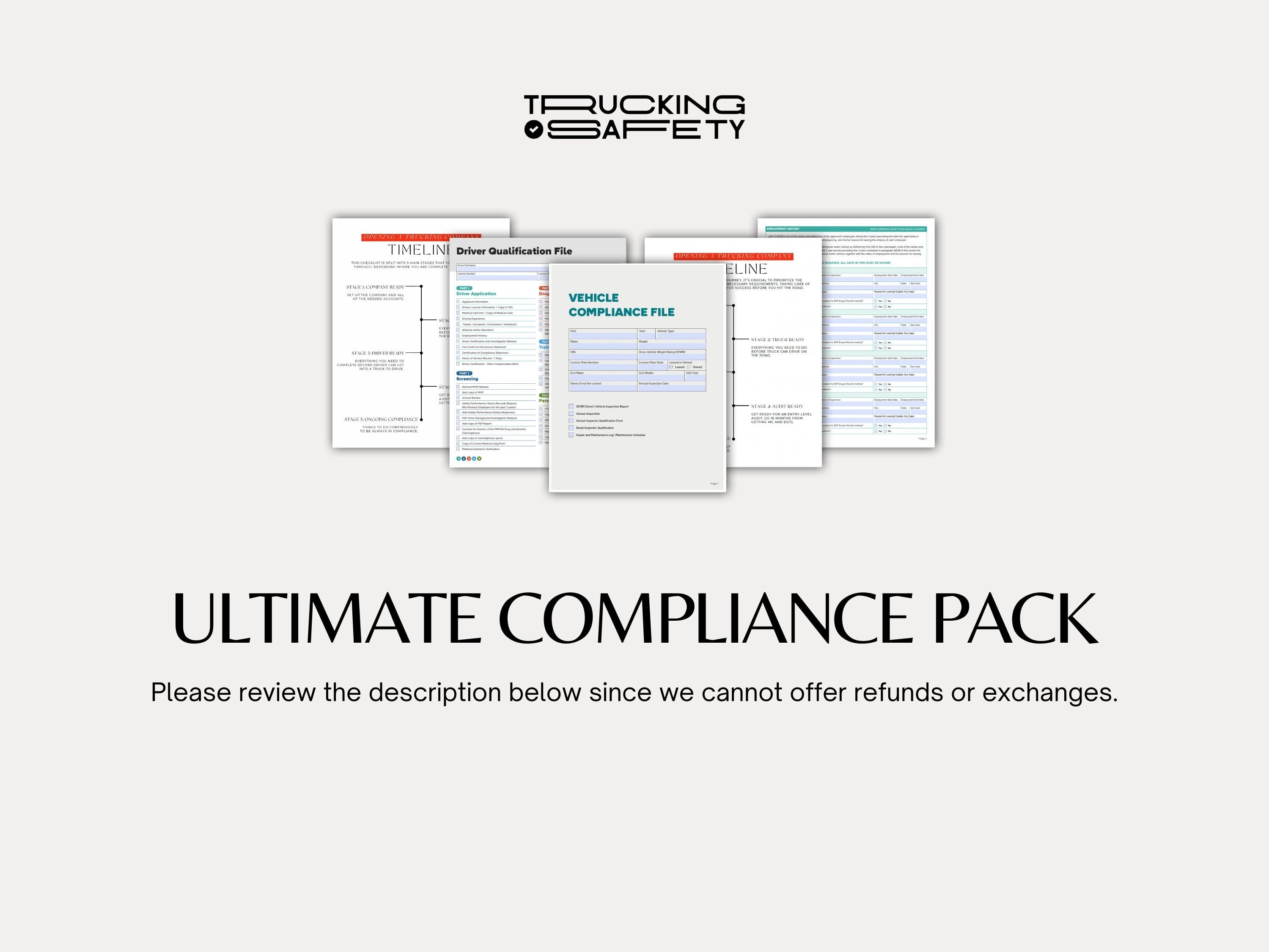 Trucking Company Compliance Forms Bundle | FMCSA (PDF) - Etsy