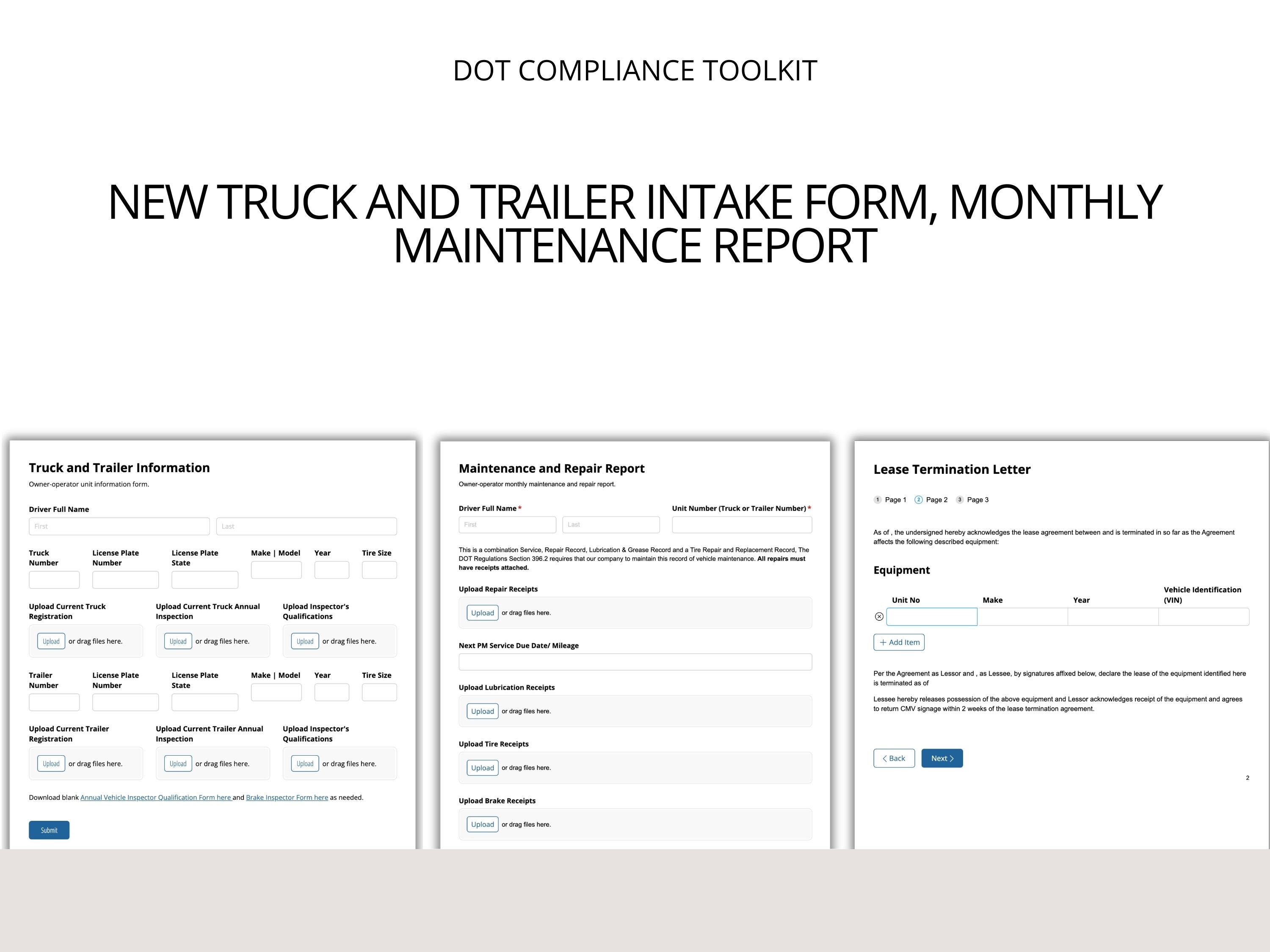 DOT Compliance Toolkit | Compliance Spreadsheet | Trucking Business ...