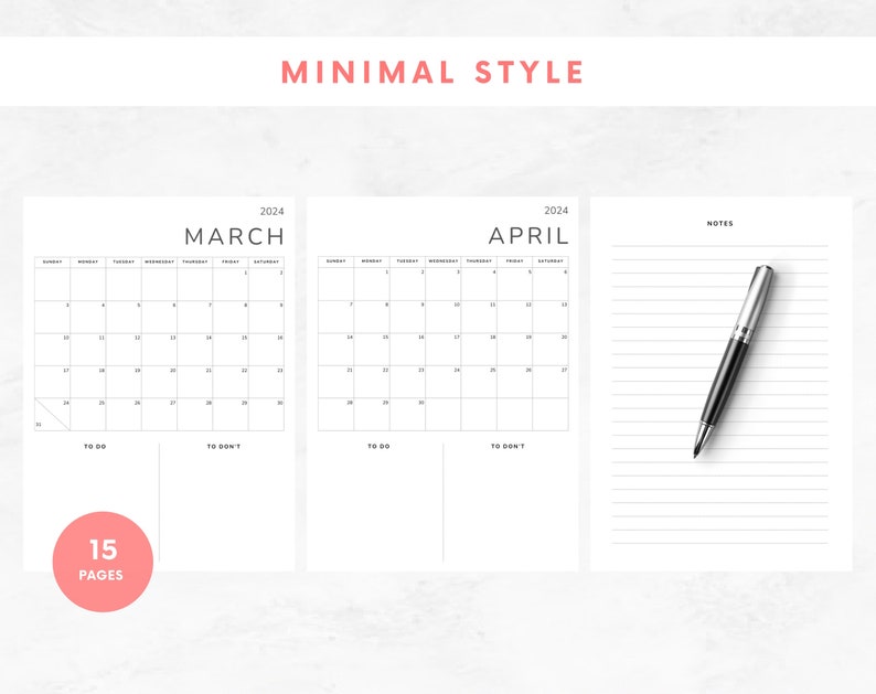Printable (+editable) 2024 Monthly Planner Bundle - Minimal Style ...