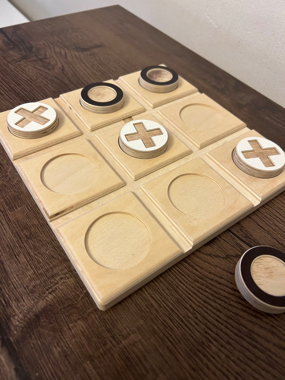 Tic Tac Toe Wooden Board Game, Handmade X and O Toy. - Etsy