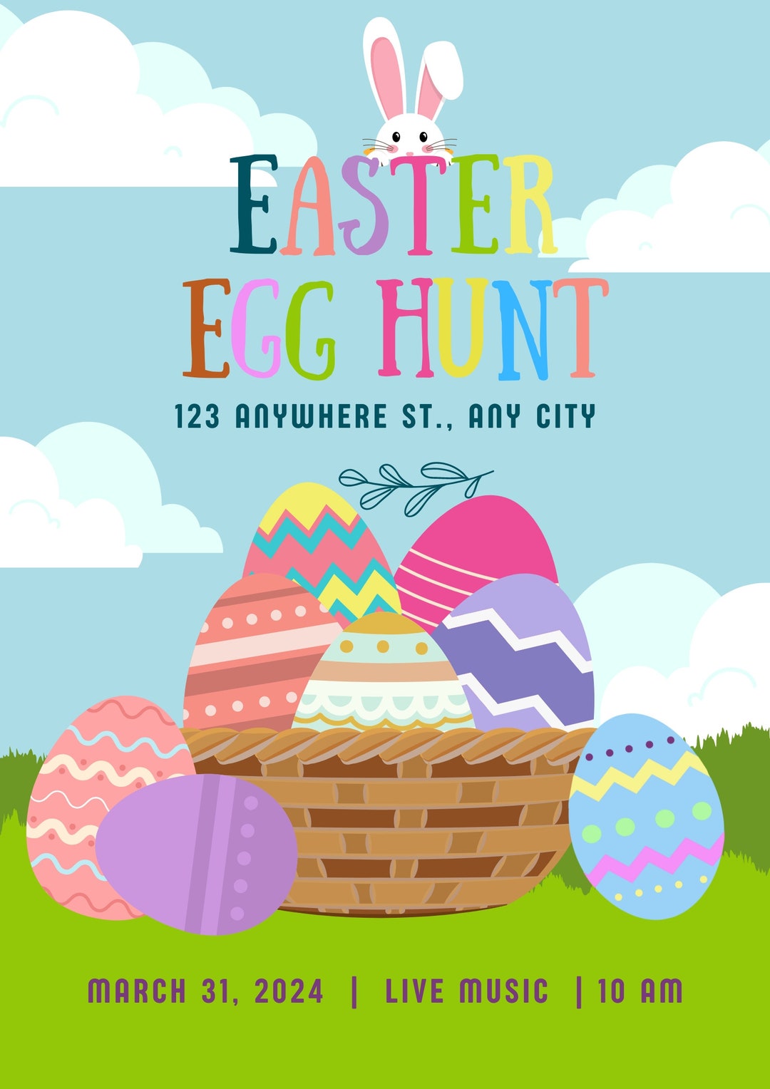 Editable and Printable Egg Hunt Template, Digital Easter Template, Cute ...
