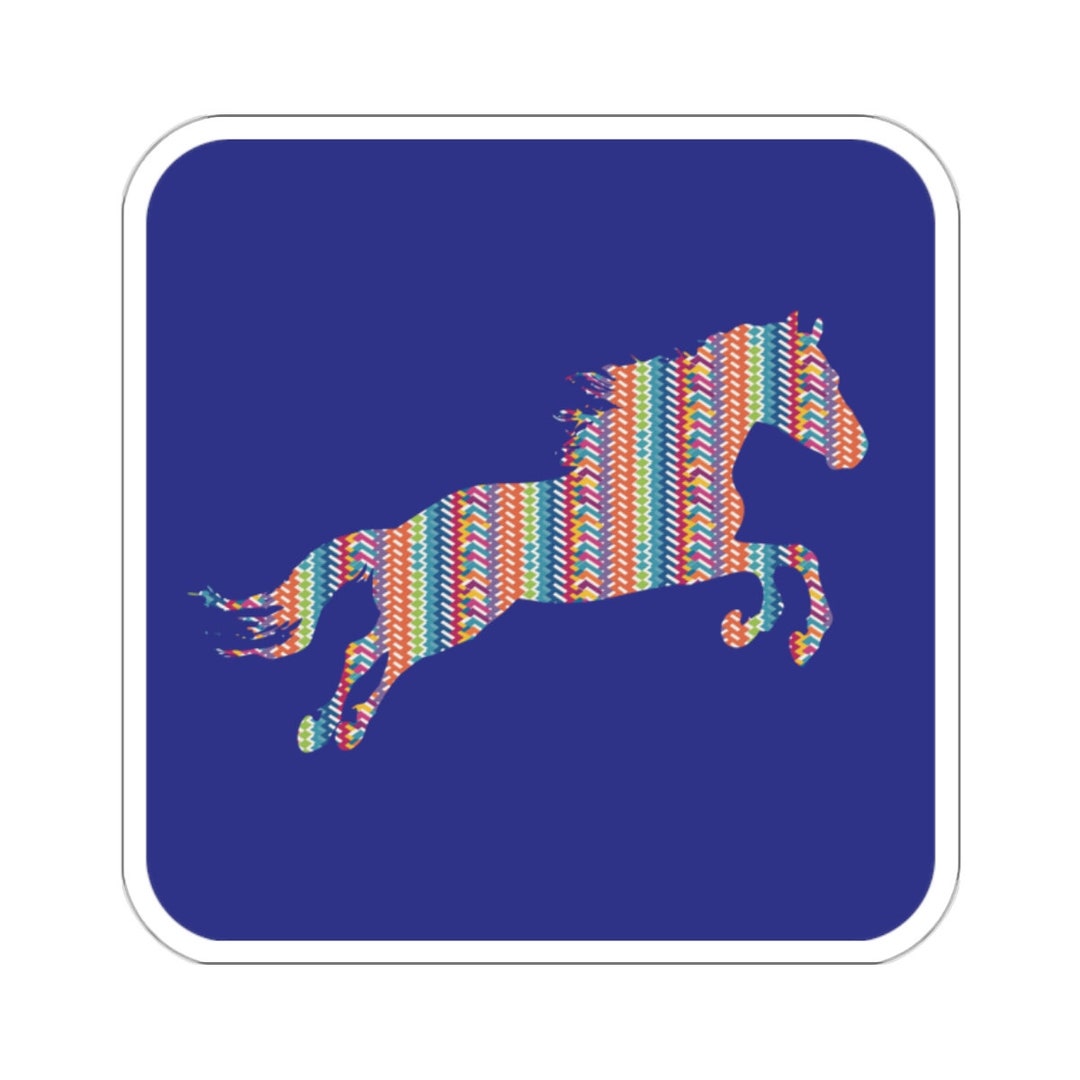 Jumping Horse Sticker | Blue Vinyl Sticker - Etsy