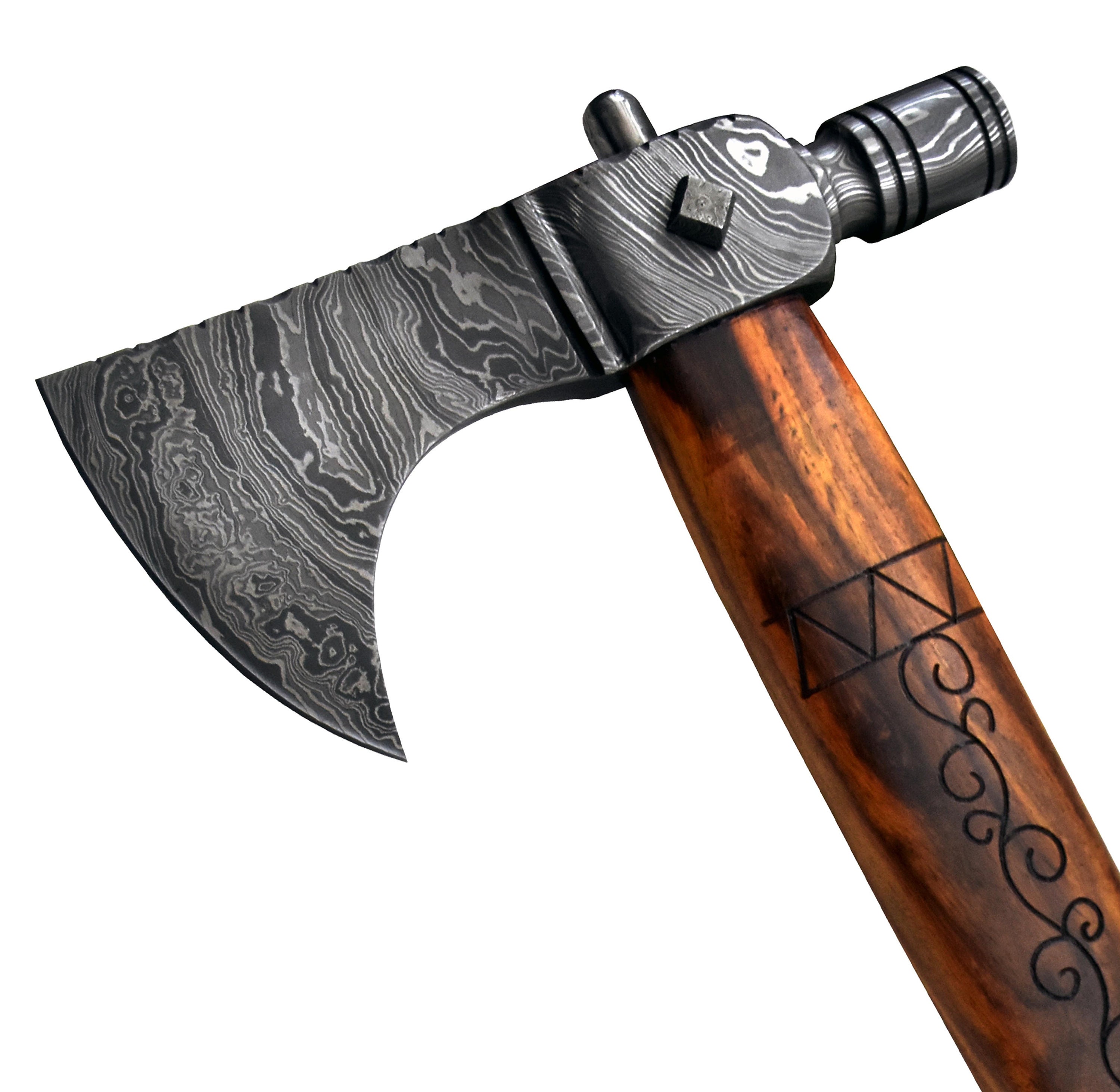 Custom Viking Hatchet Axe Damascus Steel Tomahawk Axe With Hammer ...