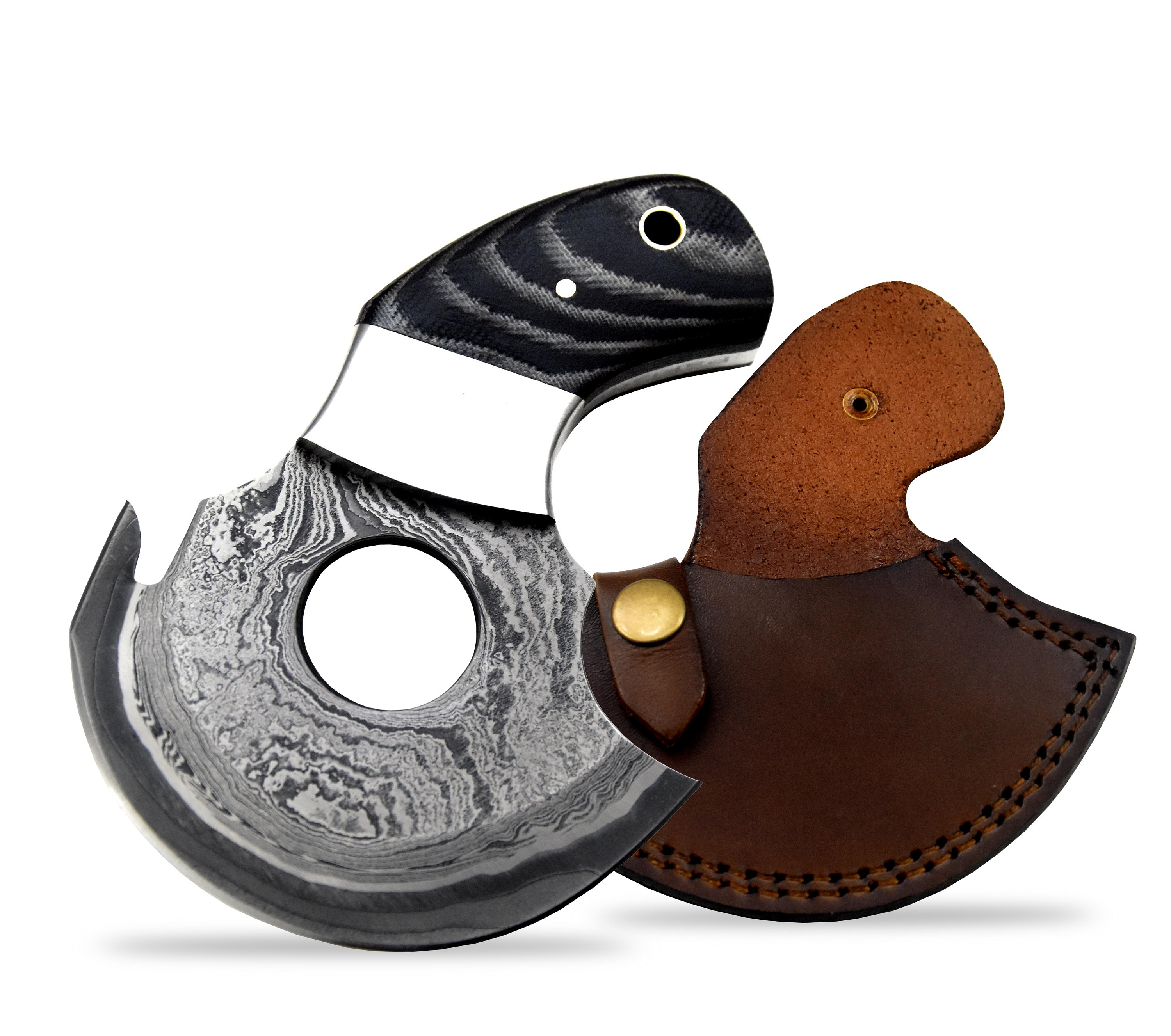 Custom San Mai Damascus Steel Traditional Alaskan Ulu Knife G-10 ...