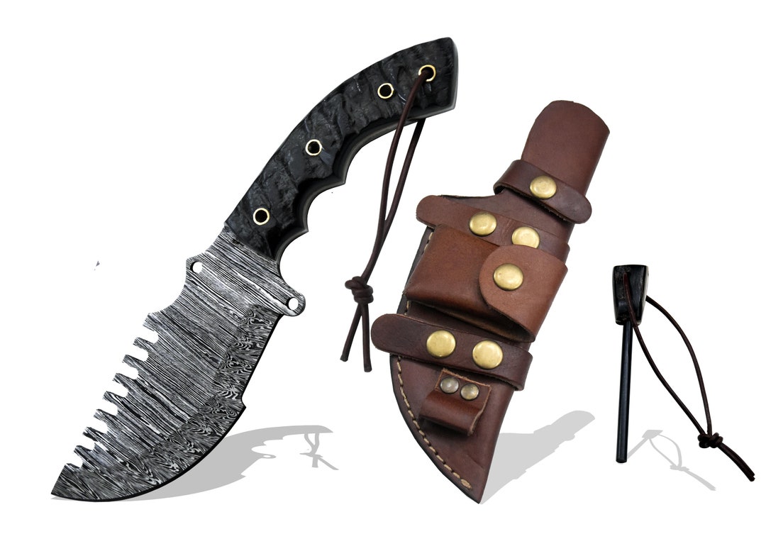 Custom Damascus Steel Tracker Hunting Knife Survival Knife, Camping ...