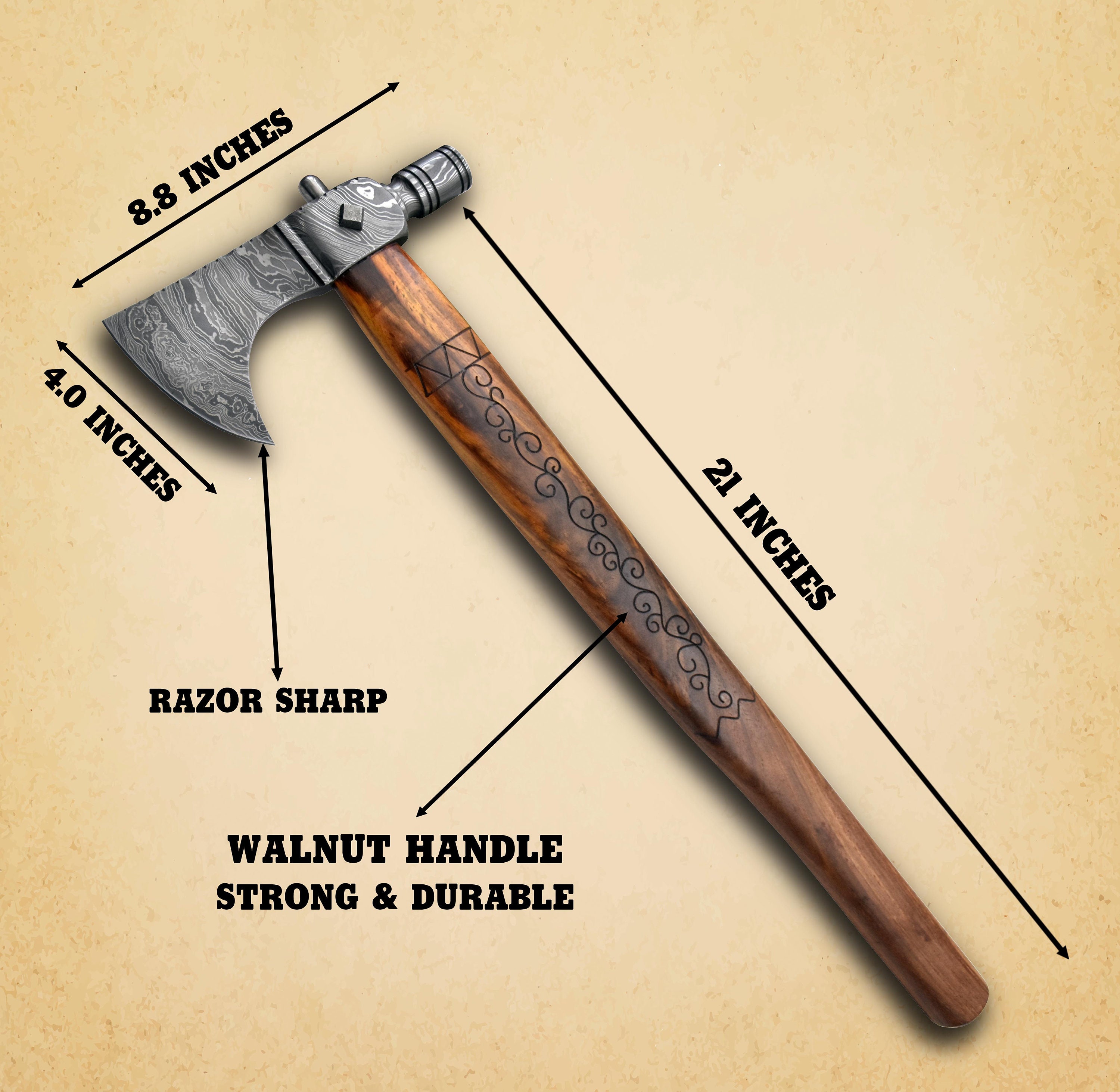 Custom Viking Hatchet Axe Damascus Steel Tomahawk Axe With Hammer ...