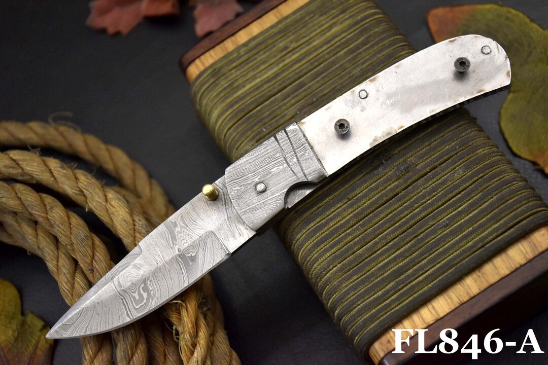 Custom Hand Foged Damascus Steel Blank Blade Folding Knife Handmade ...