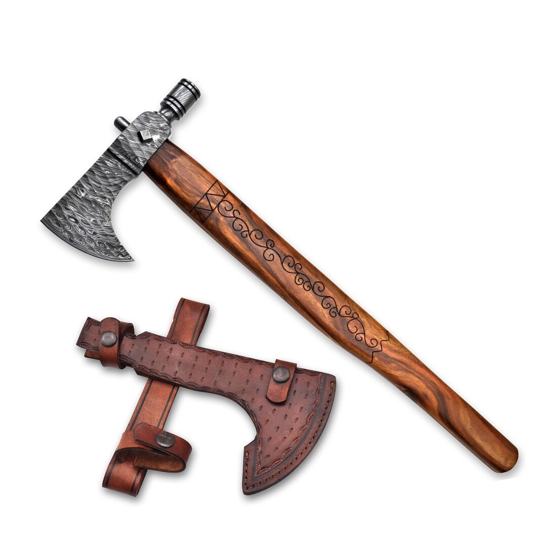 Custom Viking Hatchet Axe - Damascus Steel Tomahawk Axe With Hammer ...