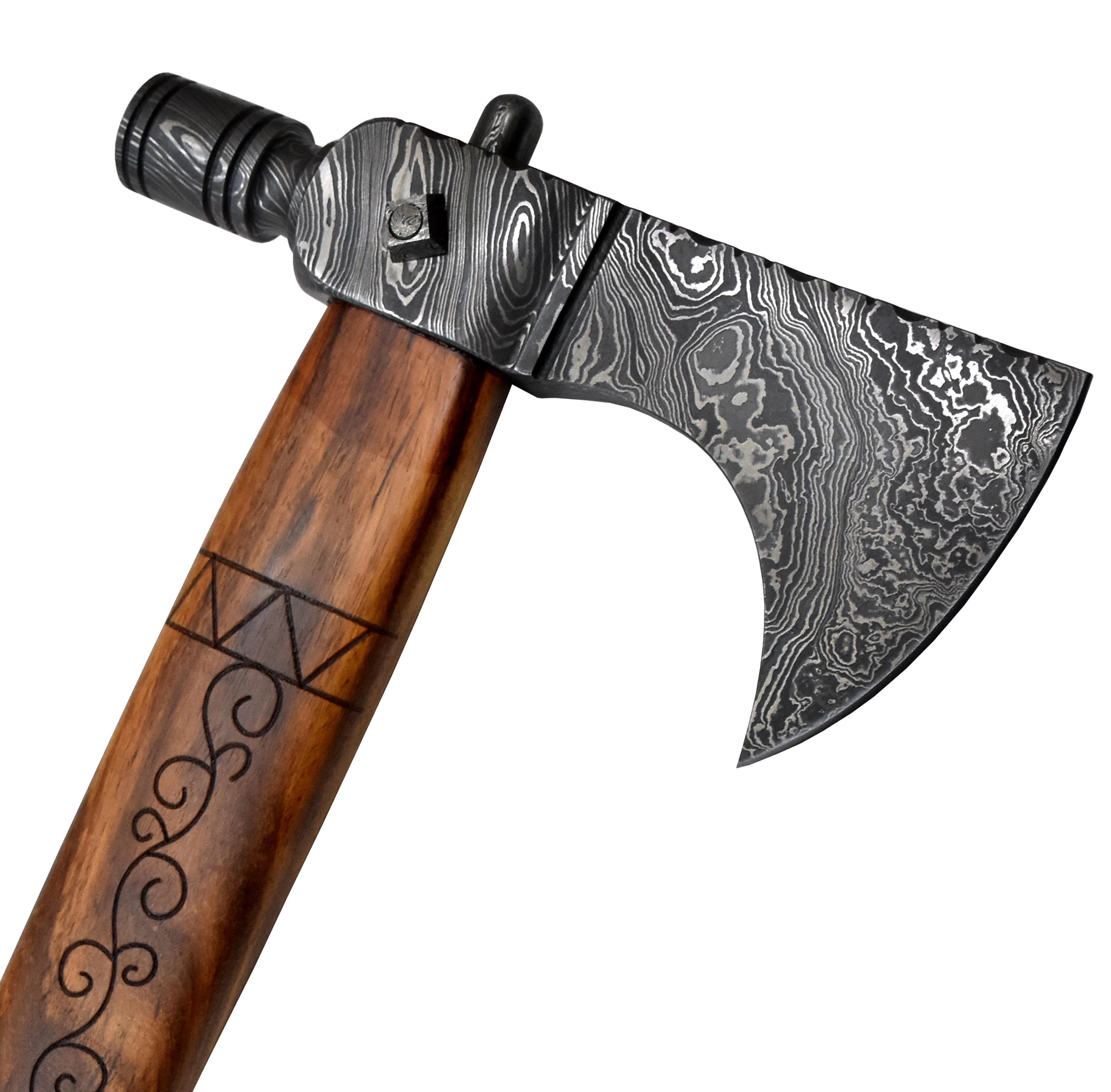 Custom Viking Hatchet Axe Damascus Steel Tomahawk Axe With Hammer ...