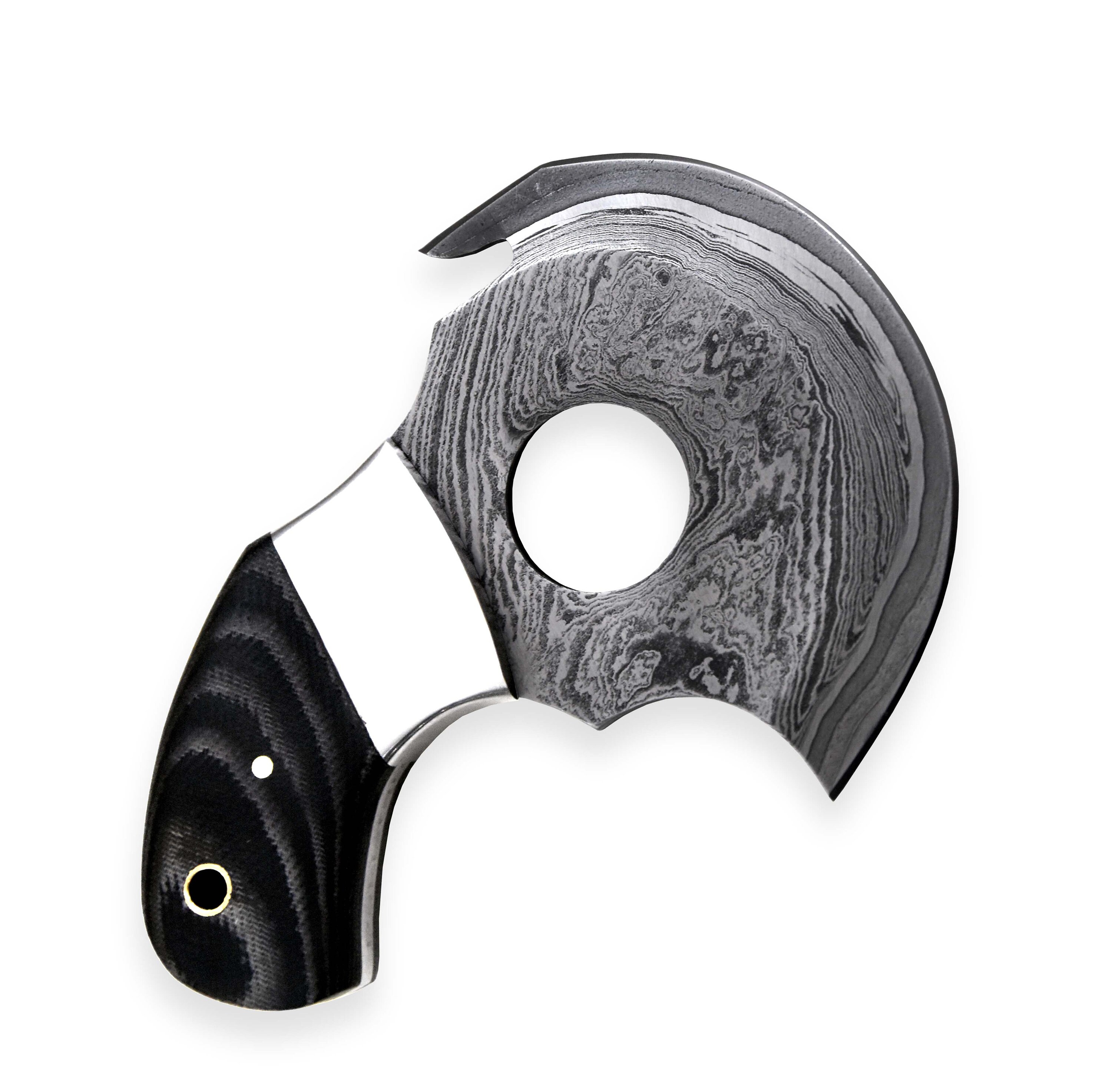 Custom San Mai Damascus Steel Traditional Alaskan Ulu Knife G-10 ...