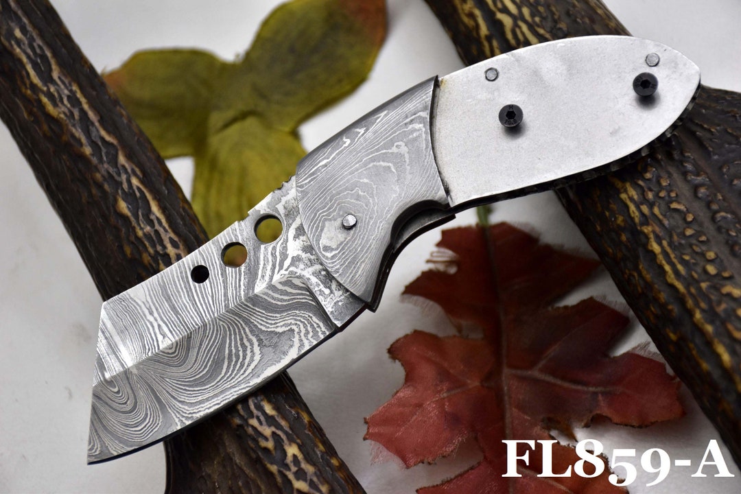 Custom Hand Foged Damascus Steel Blank Blade Folding Knife Handmade ...