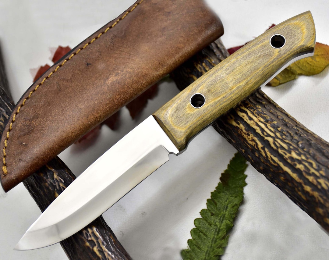Custom 1095 High Carbon Steel Scandi Grind Bushcraft Hunting Knife ...