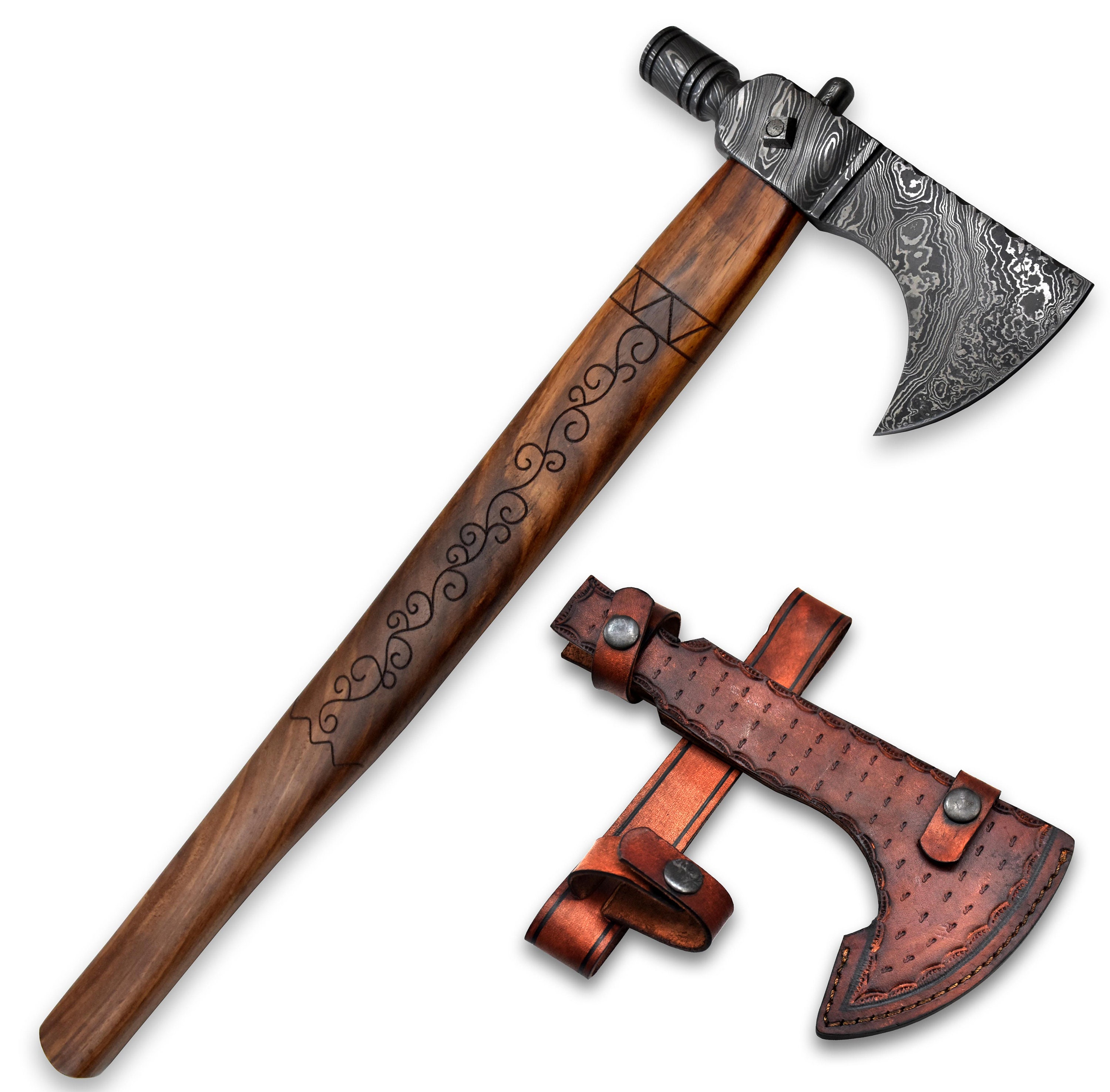 Custom Viking Hatchet Axe Damascus Steel Tomahawk Axe With Hammer ...