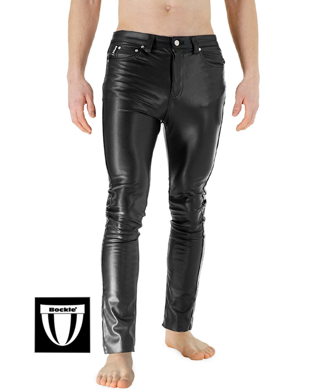 Bockle Fskinny STRETCH Leather Pants Leather Jeans Tube Rhre Skinny Men ...