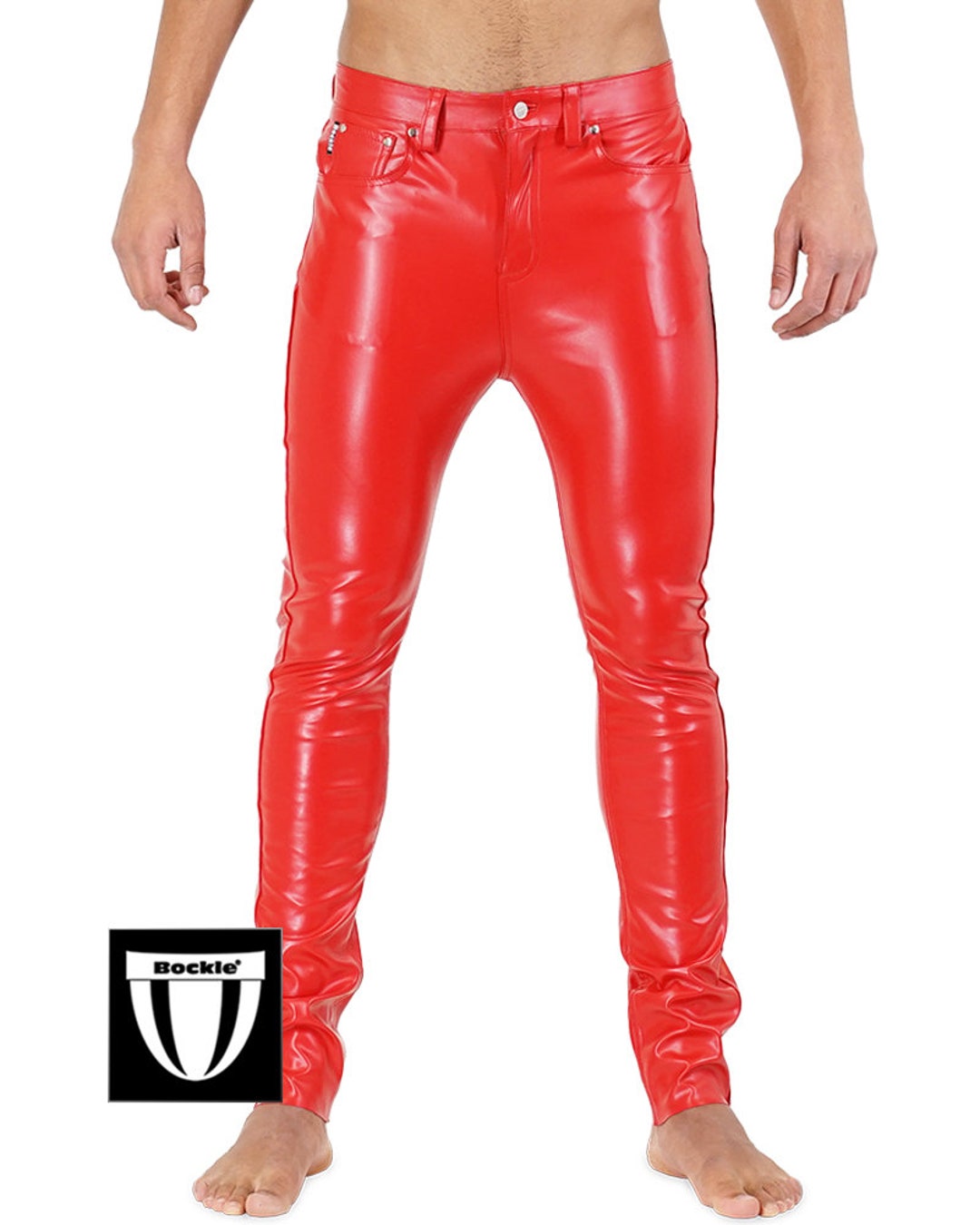 Bockle Fskinny Red Leather Pants Leather Jeans Tube Rhre Skinny Slim ...