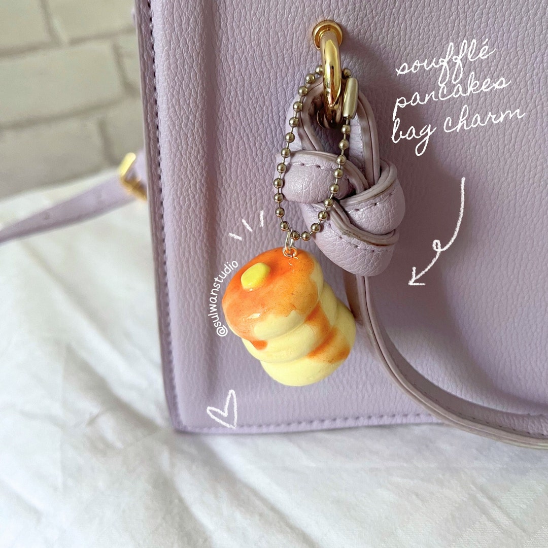 Soufflé Pancakes Keychain, Cute Miniature Food Clay Bag Charm, Fluffy ...